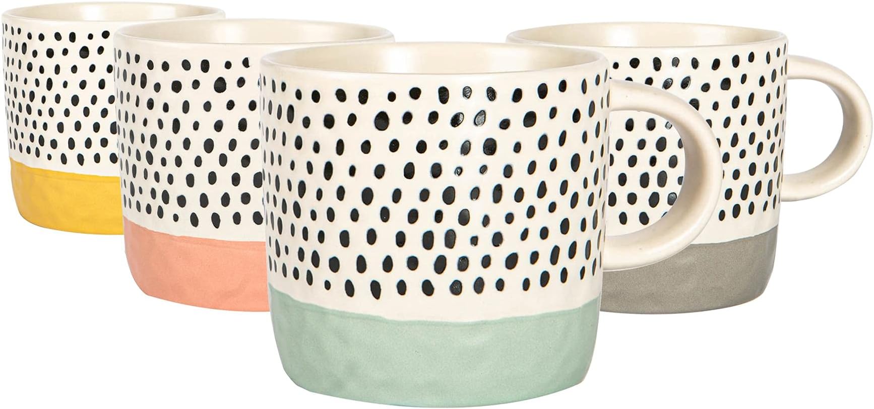 Nicola Spring 4pc Multicolour 385ml Dipped Dotty Stoneware Coffee Mugs ...