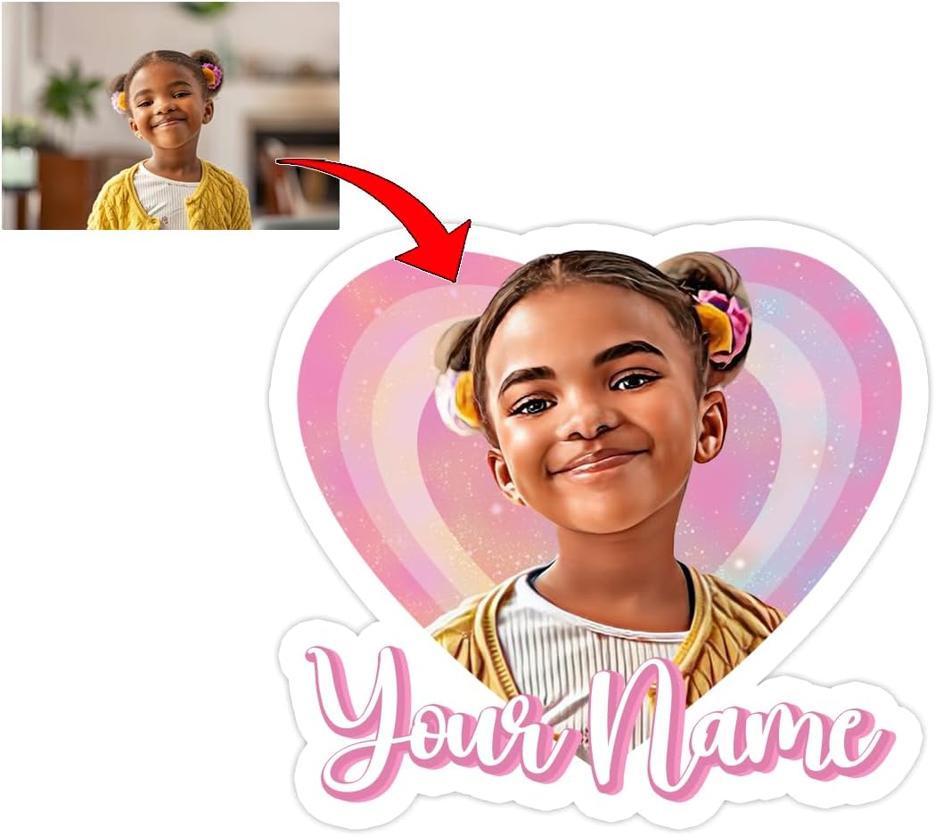 Amazon.com: Custom Portrait Sticker Personalized Name Picture Photo ...