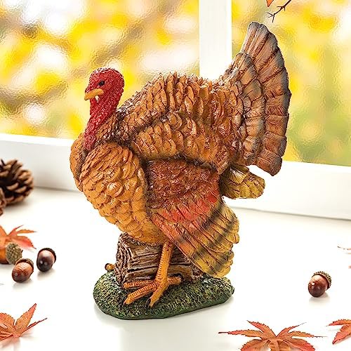 Amazon.com: Glitzhome 10" H Thanksgiving Turkey Figurines Thanksgiving ...