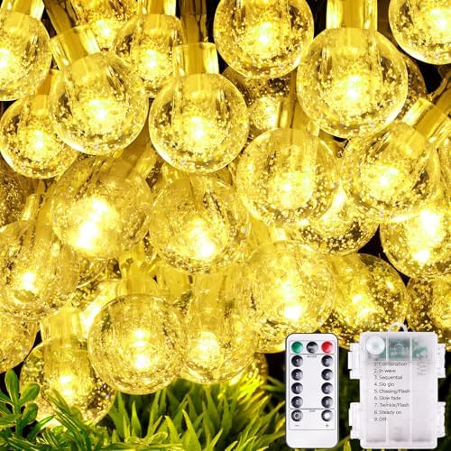 AUAUY Globe String Lights, 10 m 100 LEDs Battery Operated String Lights ...