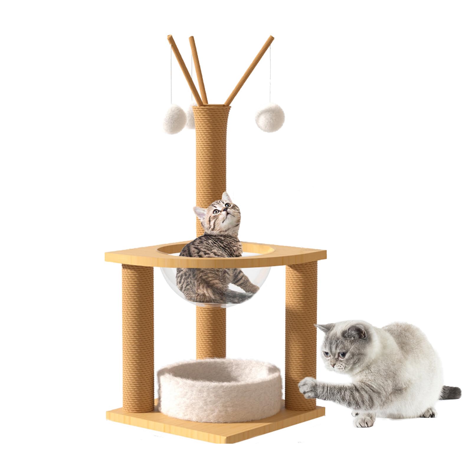Hefunige Small Cat Tower with Scratching Post,Modern Cat Trees for ...