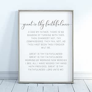 Amazon.com: NATVVA Great Is Thy Faithfulness Poster And Prints Hymn ...