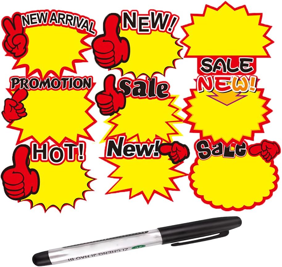 Amazon.com : 60 Pieces Starburst Sign Cards Sale Sign Tags, 7 x 5.5 ...