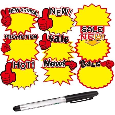 Amazon.com : 90 Pieces 7 x 5.5 Inch Starburst Sign Cards, Blank Star ...