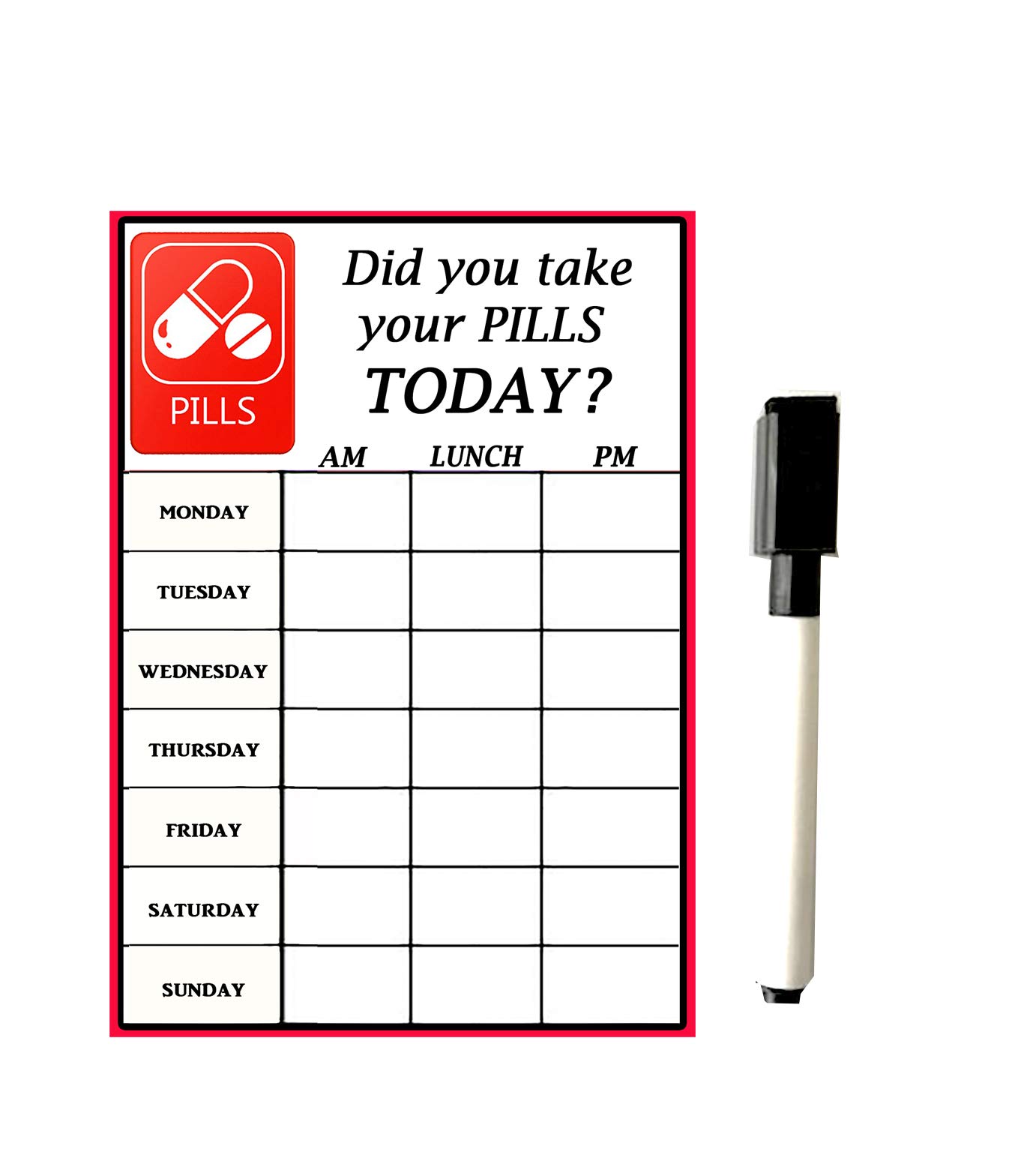 Medication Pills Reminder Chart - Did You take your Pills 'Dry Wipe ...