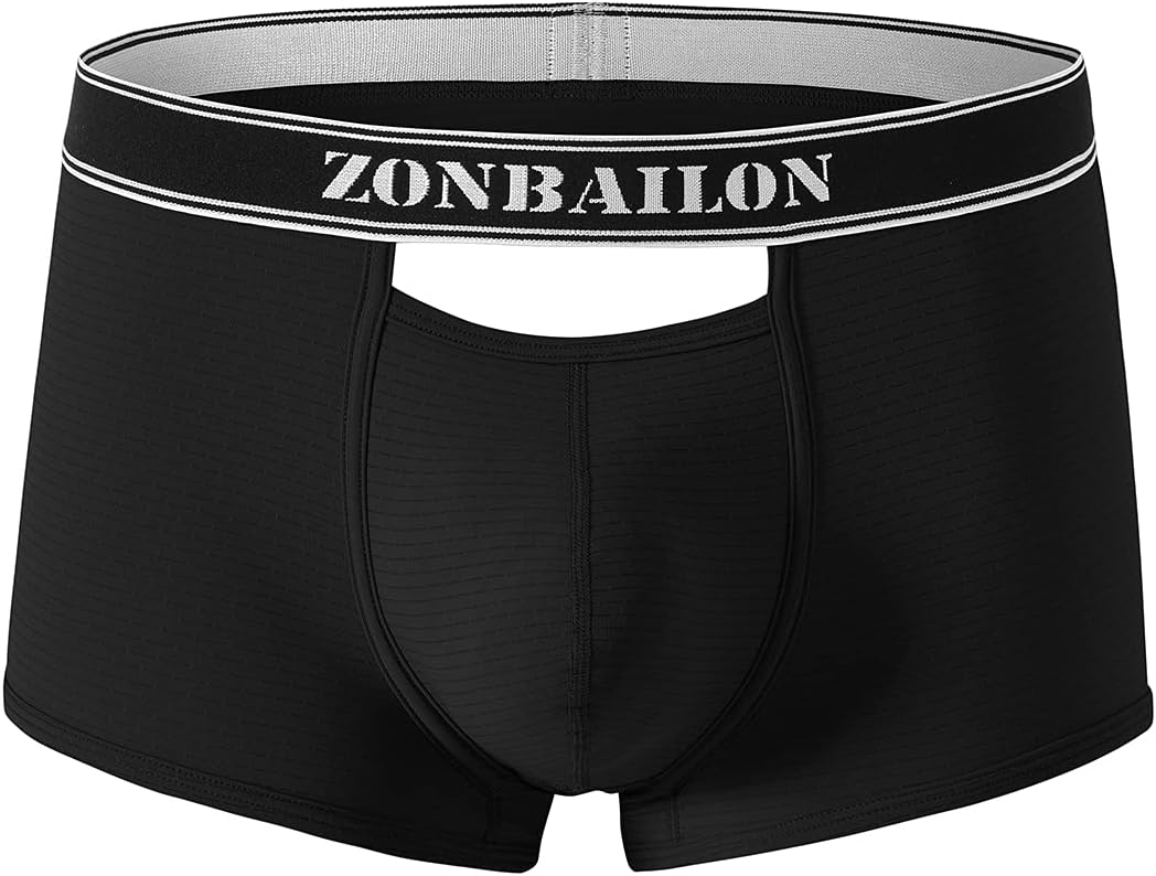 JINSHI Men's Open Back Trunks Underwear Backless Boxer Shorts with ...