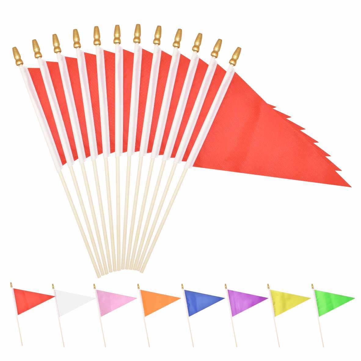 Amazon.com : XCFH Small Solid Plain Red Pennant Stick Flag Mini Triangle Blank DIY Graffiti Hand ...
