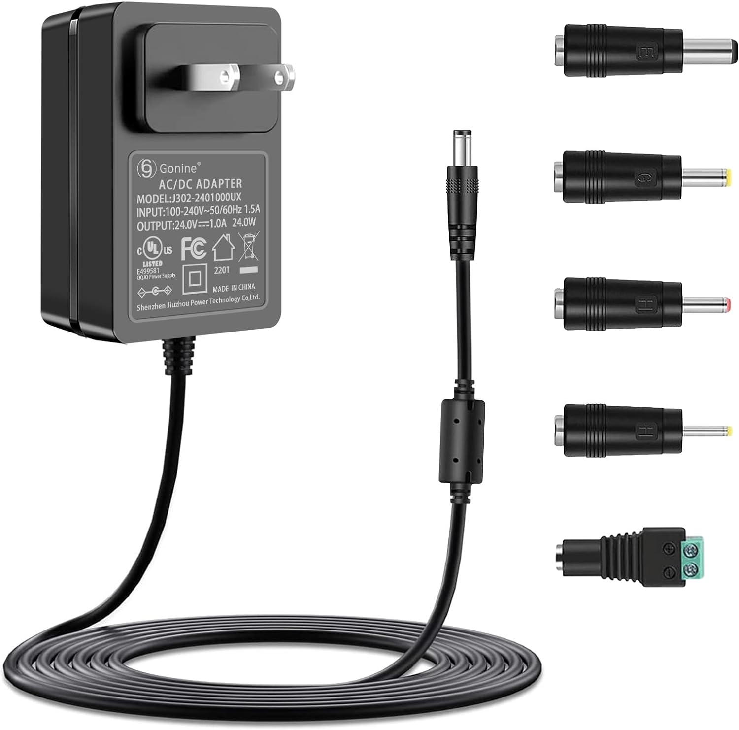 Amazon.com : Gonine 24V 1A AC DC Power Adapter UL Certificate, 110-240V ...