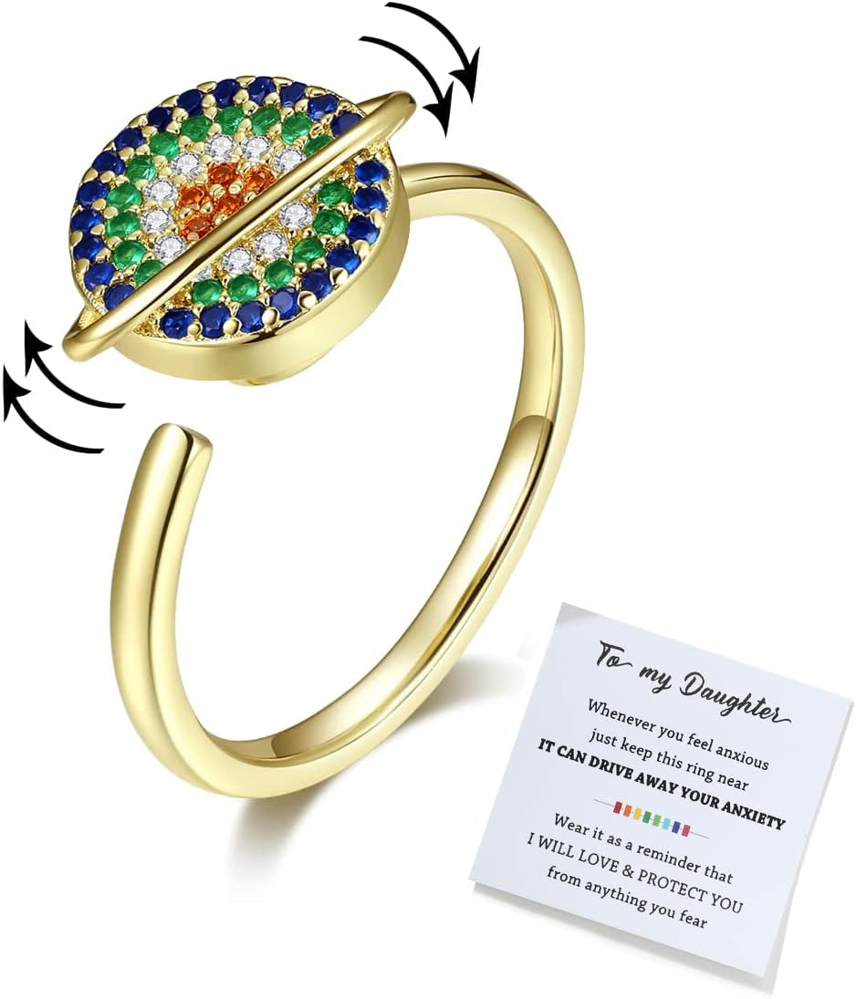 Amazon.com: JunXin To My Daughter Fidget Ring for Anxiety, Fidget Rings ...