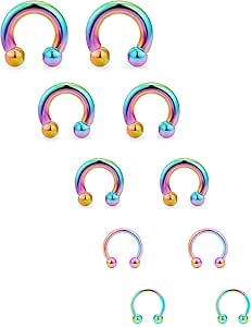 Amazon.com: Lcolyoli Large Septum Rings 14G 12G 8G 6G 4G PA Ring Internally Threaded Ball Black ...