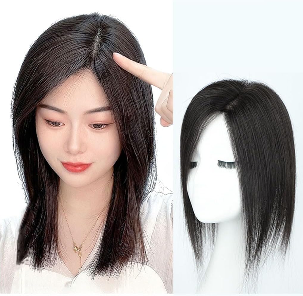 U-Part Silk Base Real Human Hair Topper Side Part Clip in Hairpiece ...