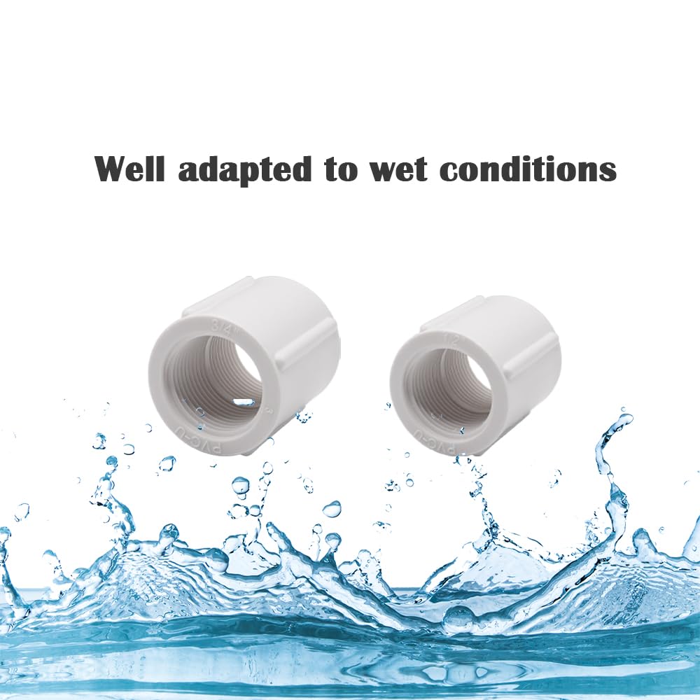 Snapklik.com : 10PCS 3/4 Inch Double White PVC Adapter Fittings Female ...