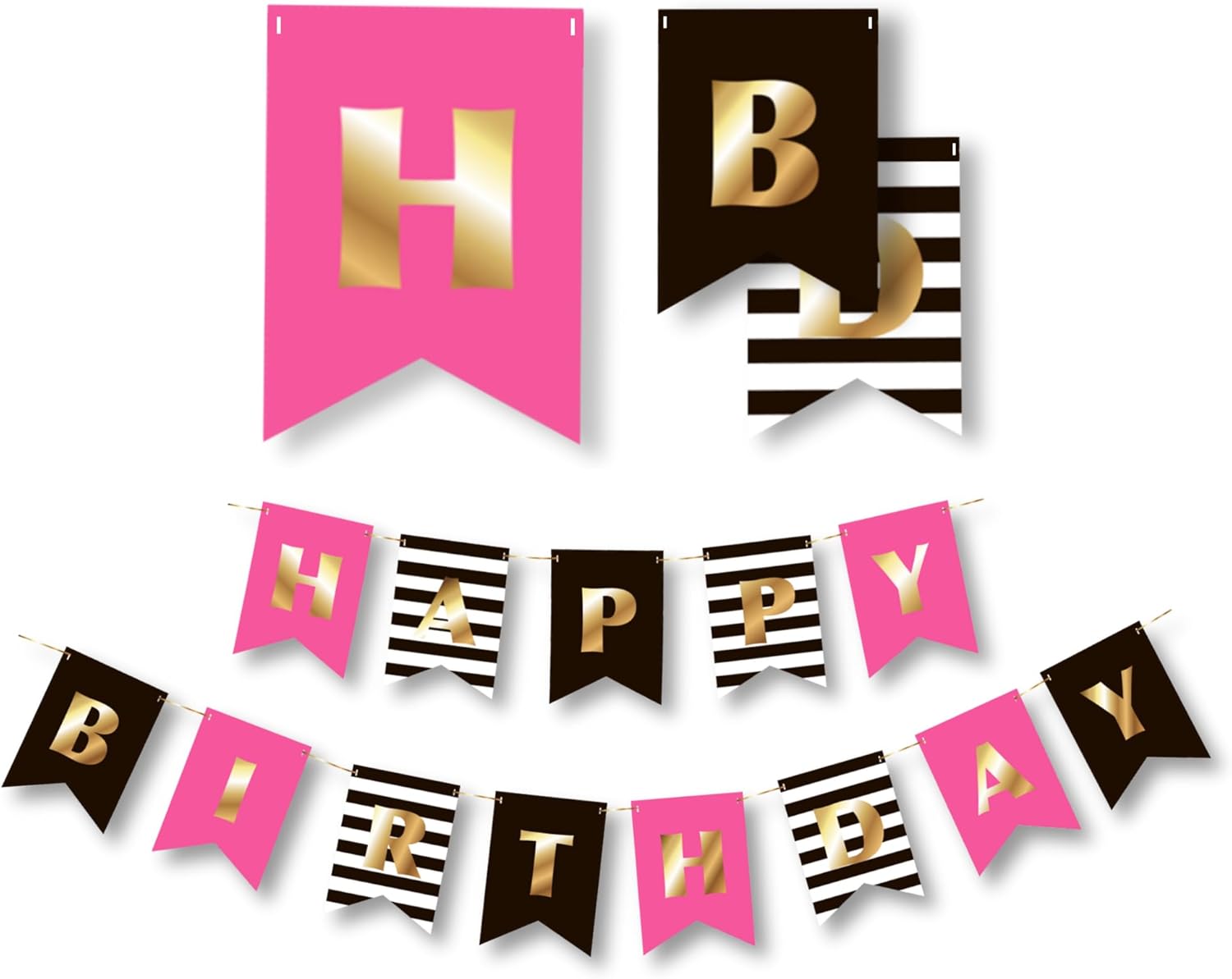Amazon.com: Happy Birthday Banner, Hot Pink and Black Birthday ...