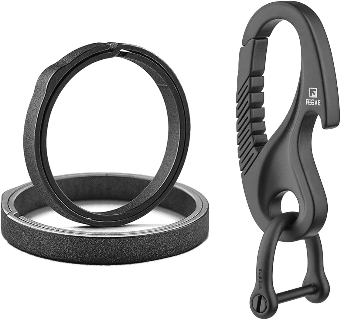 Amazon.com: TISUR Titanium Key Rings+D Ring Keychain Heavy Duty Bottle ...
