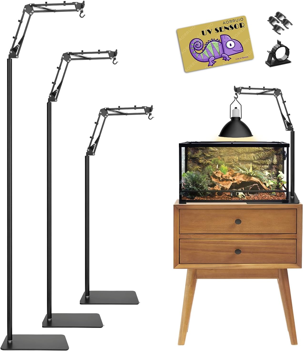 Amazon.com: Aorruio Reptile Heat Lamp Stand with 360° Adjustable Swing ...