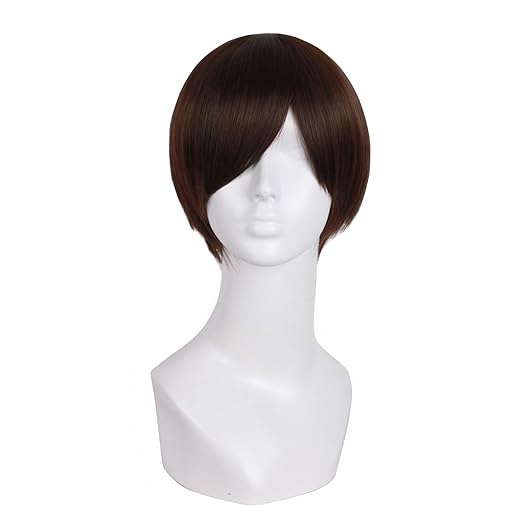Amazon.com : MapofBeauty Fashion Men's Short Straight Wig (Dark Brown ...