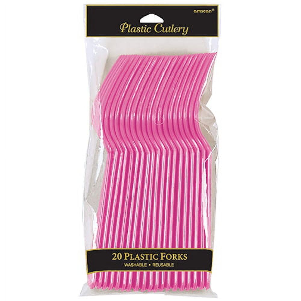 Amazon.com: Elegant Bright Pink Plastic Fork (Pack Of 20) - Eco ...