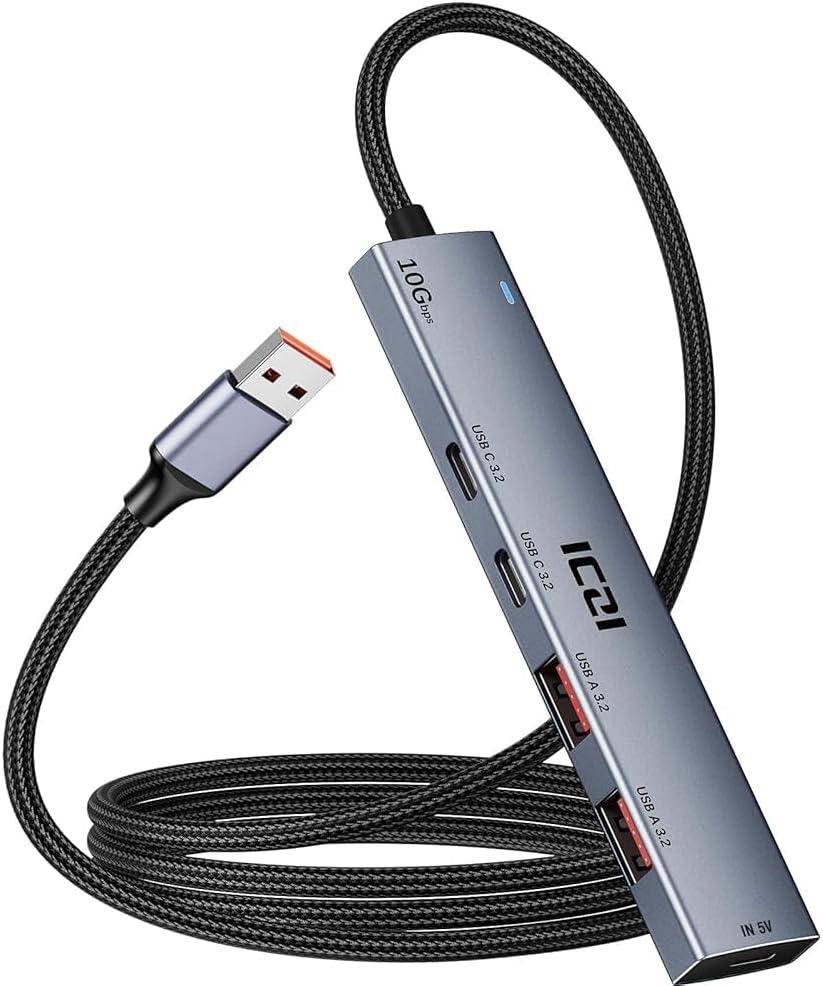 Amazon | ICZI USB ハブ 10Gbps 【2*USB-C+2*USB-Aポート】 USB 3.2 Gen 2 USBハブ(USB3.1 Gen 2) 120CM編組ケーブル ...