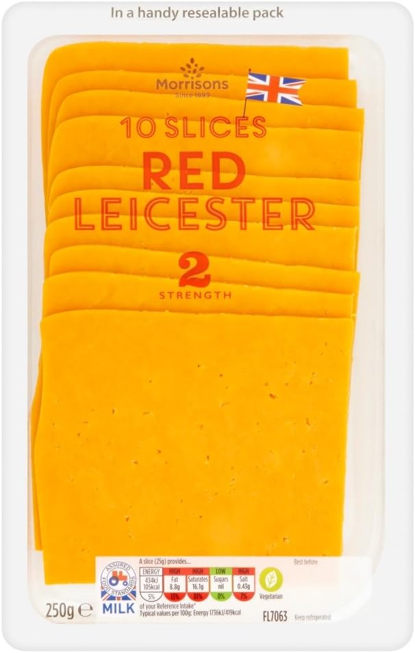 Morrisons Red Leicester Slices, 250 g : Amazon.co.uk: Grocery