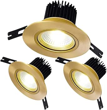 SANBDDLYY 3 Pack Gold Brass LED Retrofit Recessed Ceiling Light LED ...