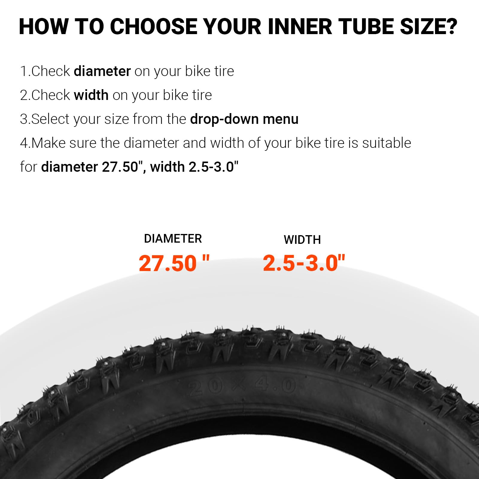 Snapklik.com : 1 Pack 275x25 Fat Tire Bike Inner Tube
