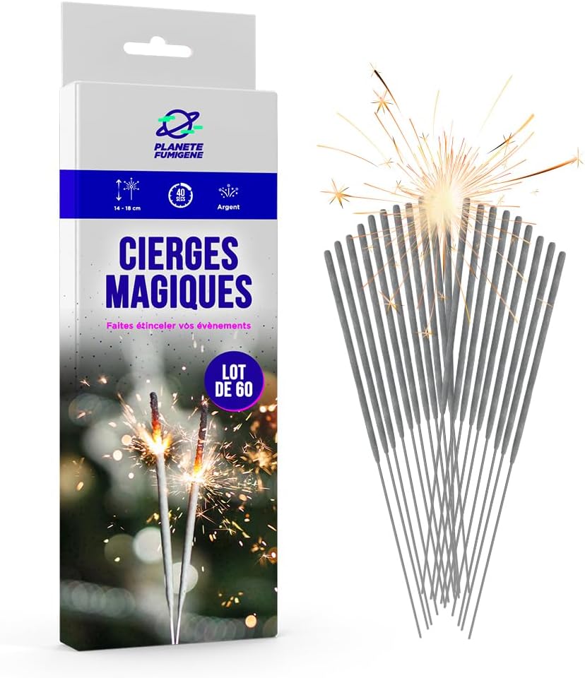 Lot de 40 Cierges magiques sous blisters - longueur 17 cm - longueur ...
