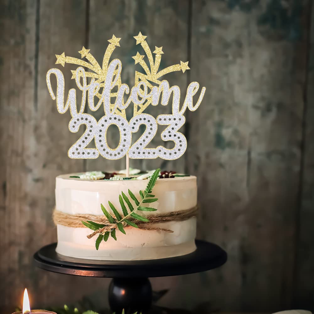 Buy Sodasos Welcome 2023 Cake Topper,Happy New Year 2023 Party Supplies ...