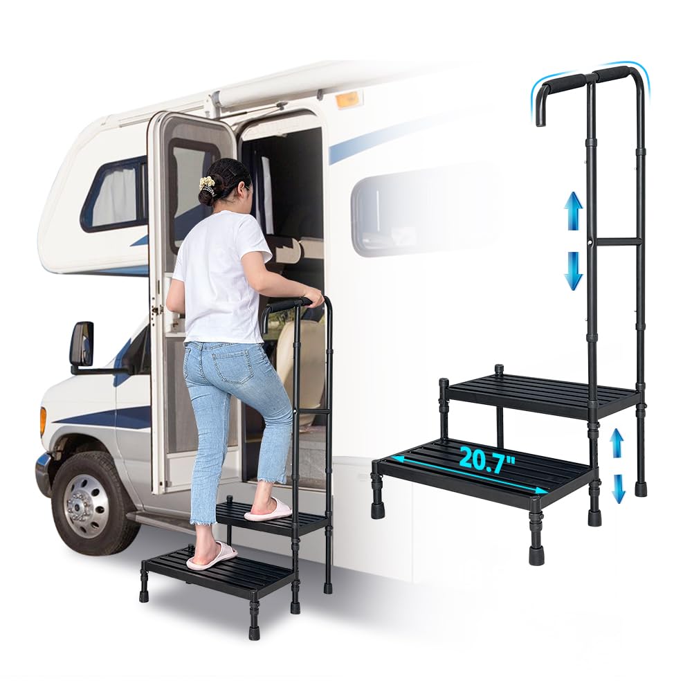 RV Steps with handrails 2 Steps Mobile Home Stairs Steps Outdoor Hot ...