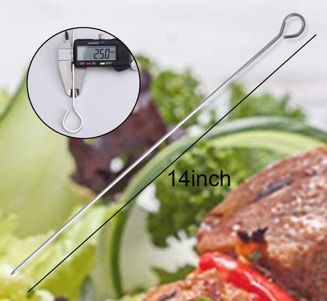 Snapklik.com : HONSHEN 14 Inch Long Square Kebab skewers,BBQ Stainless ...