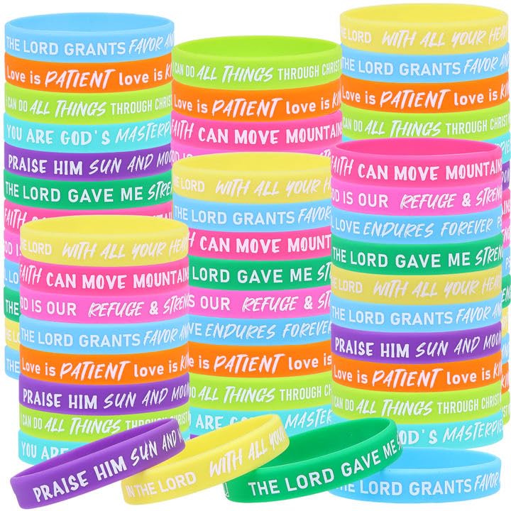 50 Pcs Bible Verse Bracelets Religious Silicone Wristbands Bracelets ...
