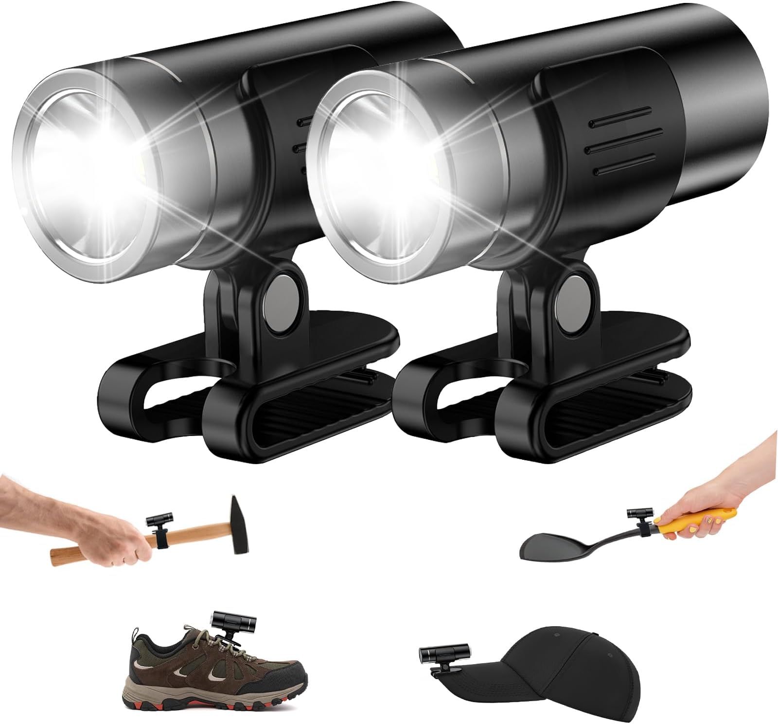 FTIEONMG 2 Packs Waterproof Clip on Flashlight,Super Bright LED ...