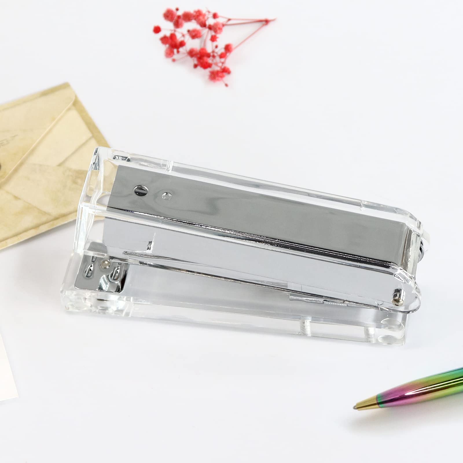 Rose Gold Acrylic Sticky Tray, Clip Stapler, Desk Organizer Cutter ...