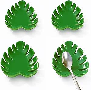 Amazon.com: Whaline 4Pcs Tropical Leaf Coffee Spoon Rest Summer Ceramic Teaspoon Holder Monstera ...