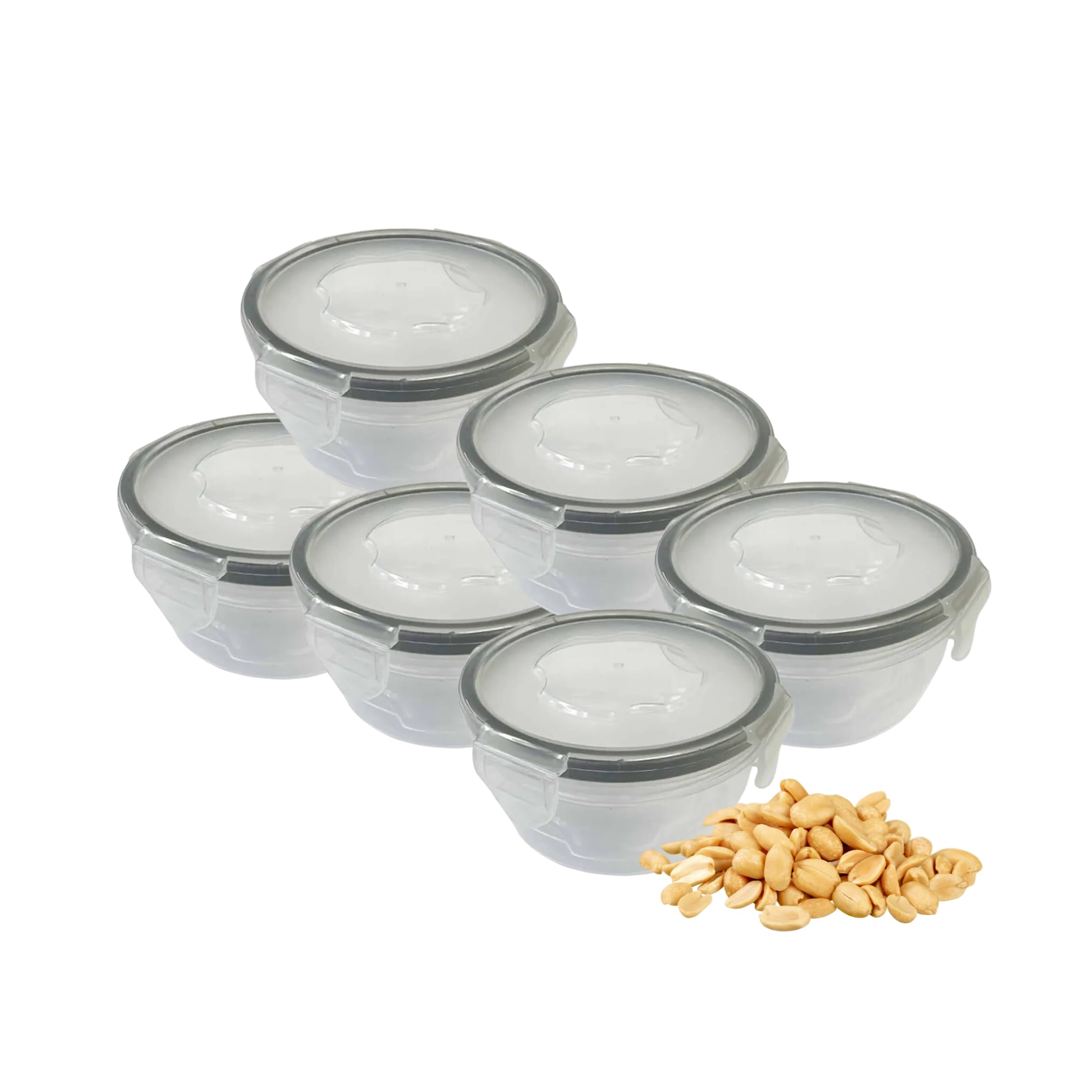 Navoys 6pcs Circular Clip Lock Plastic Containers, 200ml Leak Proof ...