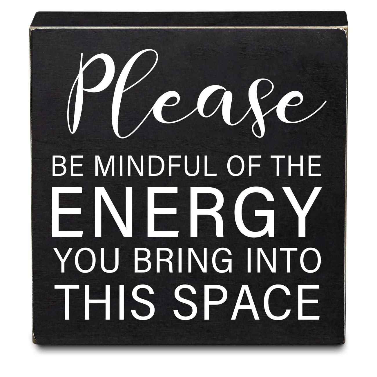 Amazon.com: Wooden Box Sign Plaque Decor, Black Office Decor, Positive ...