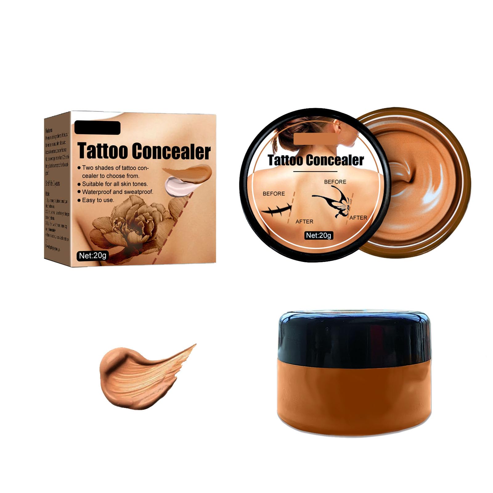 Amazon.com : Tattoo Cover Up, Invisible Waterproof Concealer,Long ...