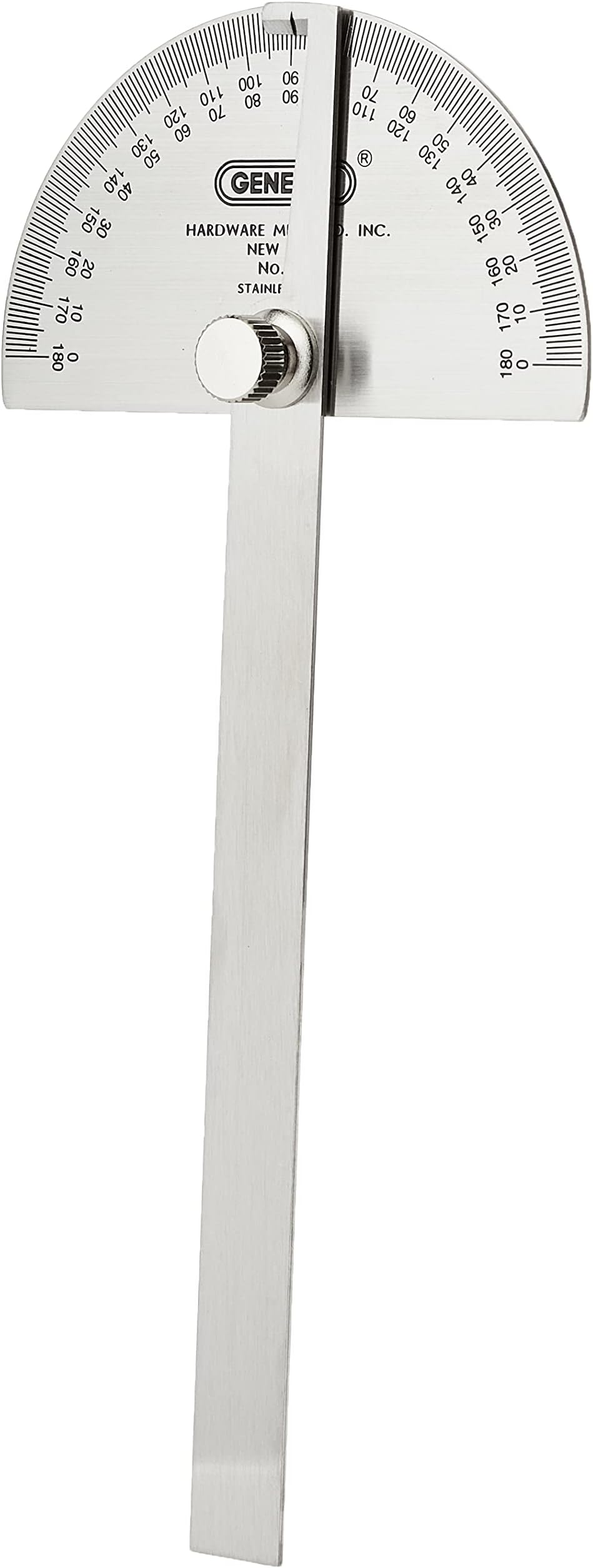 General Tools 18 Round Head Stainless Steel Angle Protractor, 0 to 180 ...