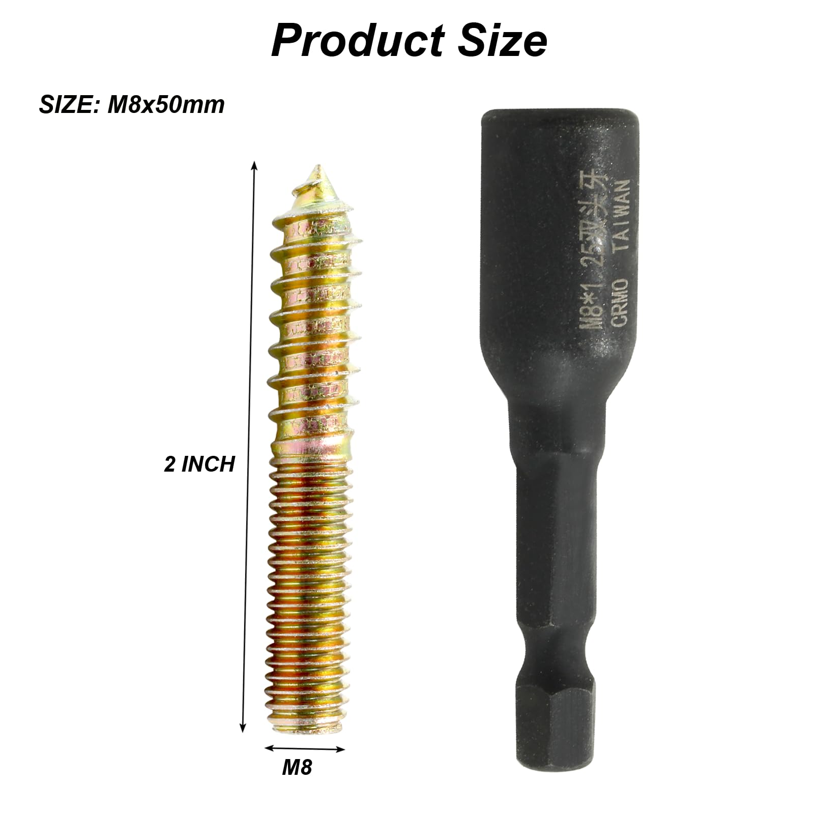 Snapklik.com : Hitefu 20PCS Hanger Bolts, M8 Double Ended Screws 2 ...