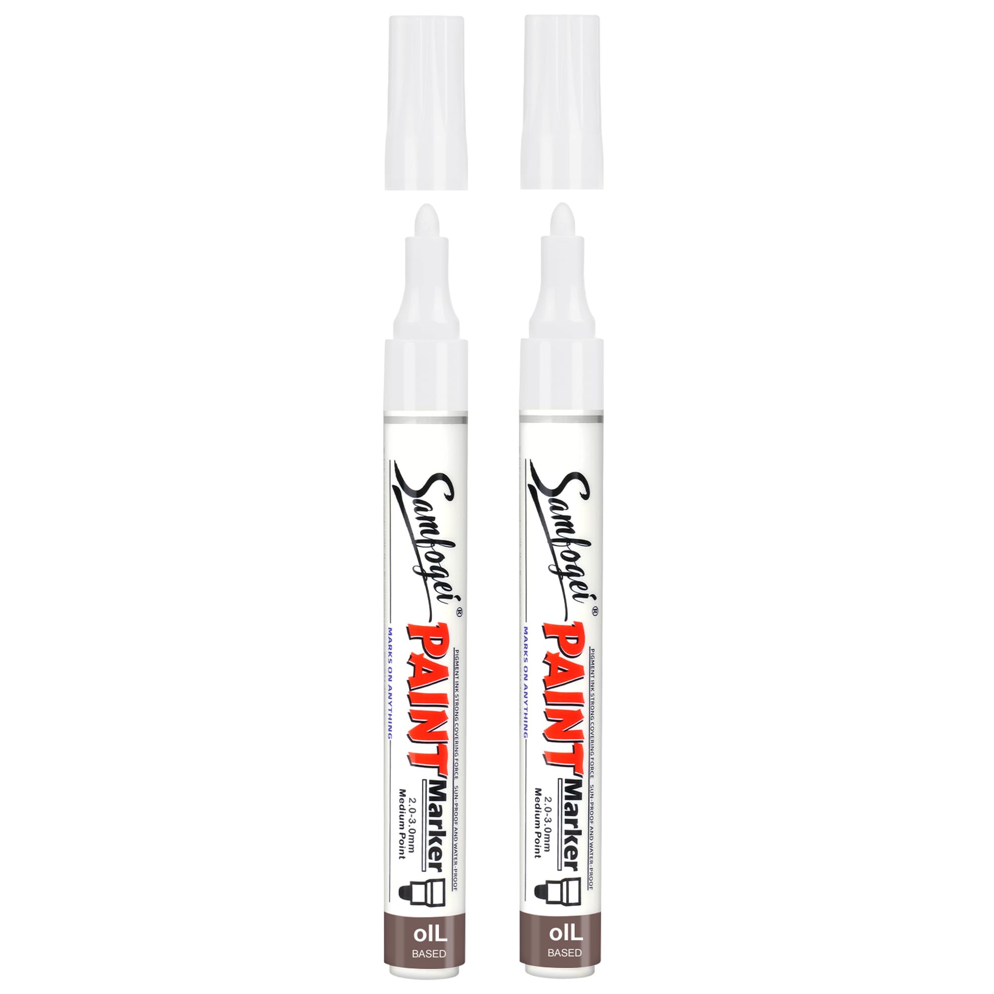 Amazon.com: SAMFOGEI White Oil Based Paint Pens,Medium Tip Permanent ...