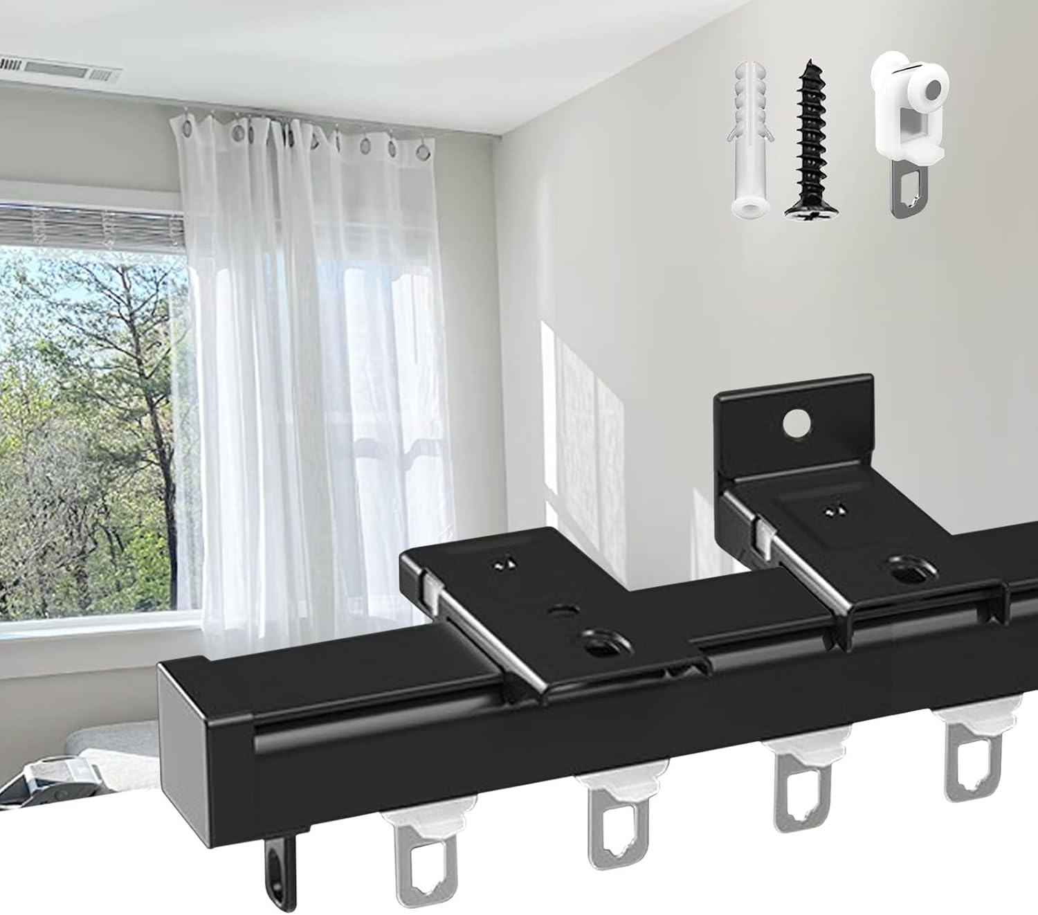 Amazon.com: Outdoor Curtain Track White Black, Ceiling Track for ...