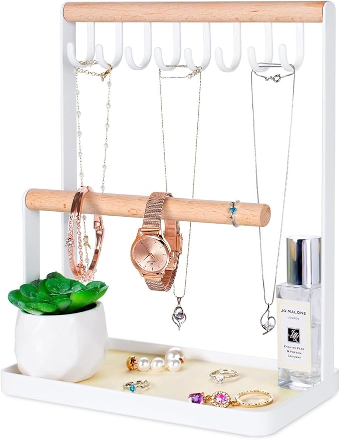 Hcosmy Jewelry Stand Organizer Necklace Holder, 3-Tier Jewelry Hanging ...