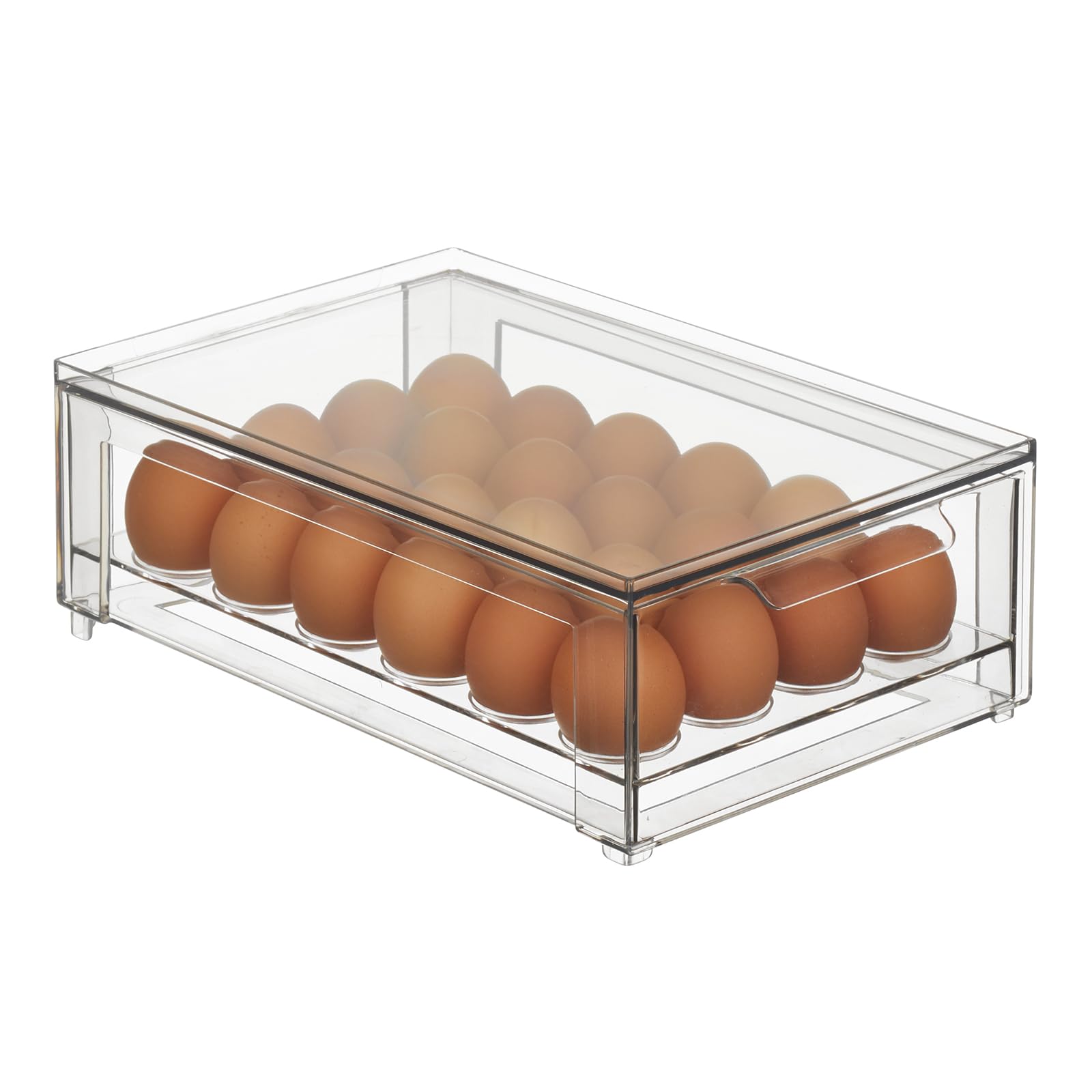 mDesign Stackable Egg Storage Container Box with Sliding Pull-Out ...
