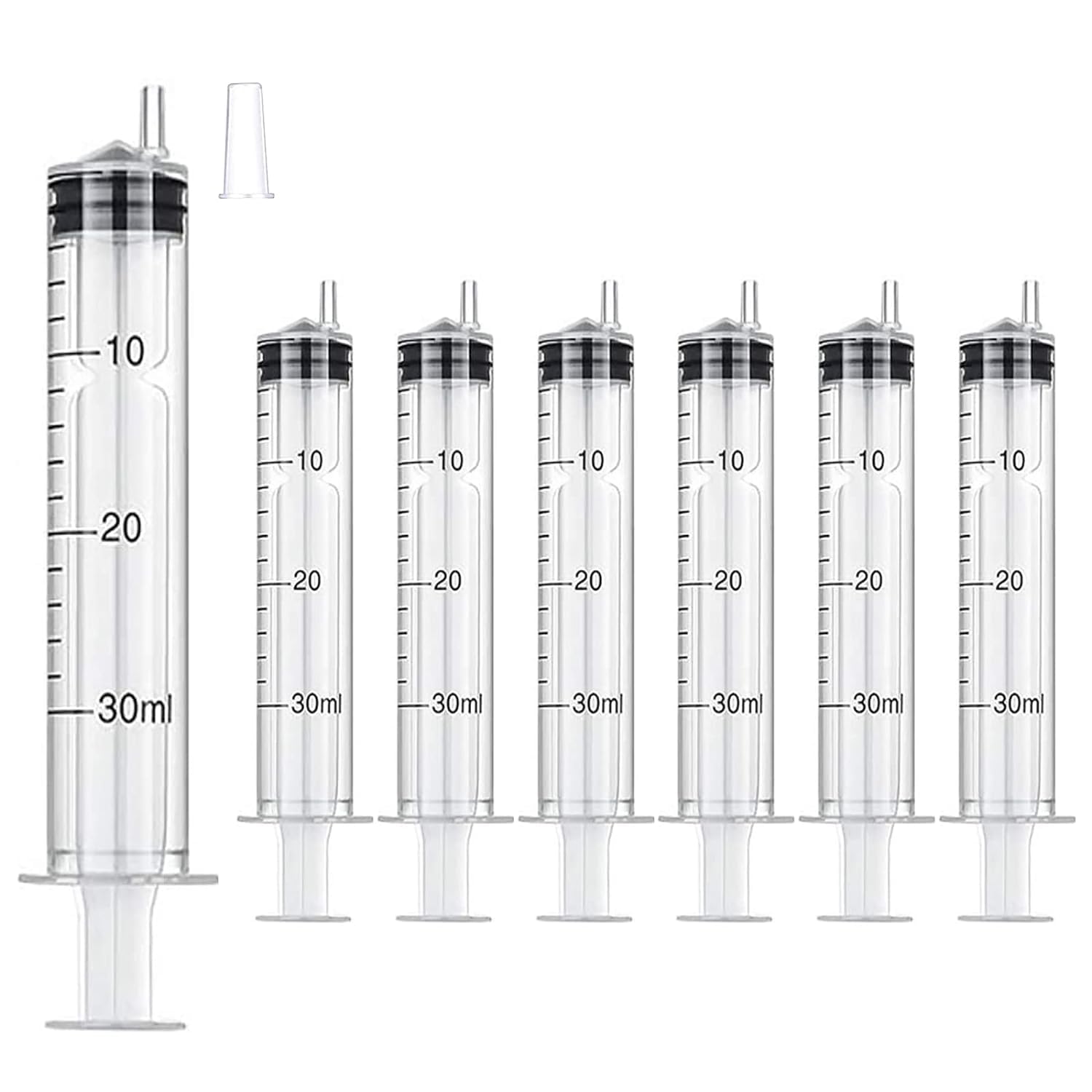 6 Pack 30ml Syringe with Cap Individual Wrap, Disposable Plastic ...