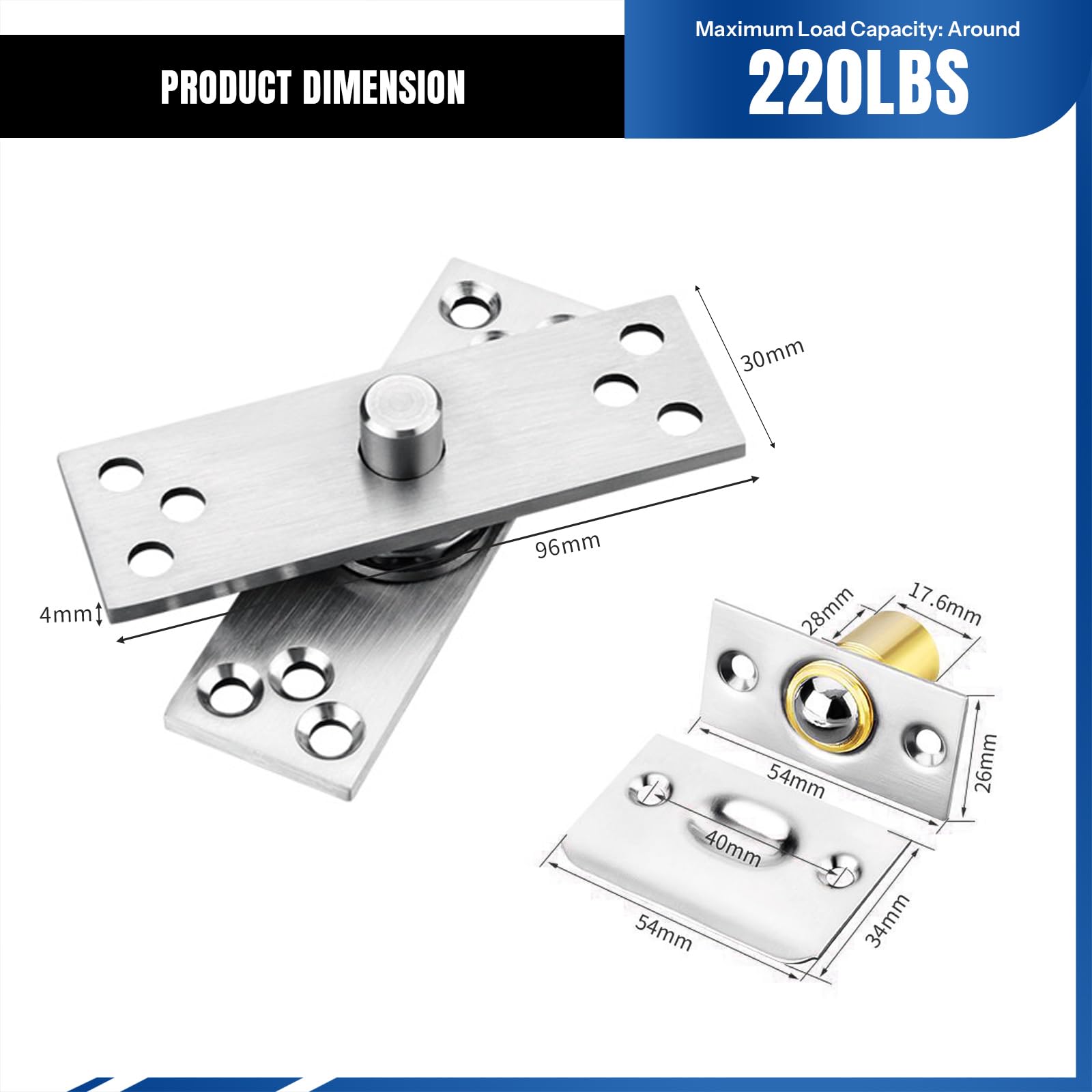 Snapklik.com : Heavy Duty 360 Rotation Door Pivot Hinge Set, Stainless ...
