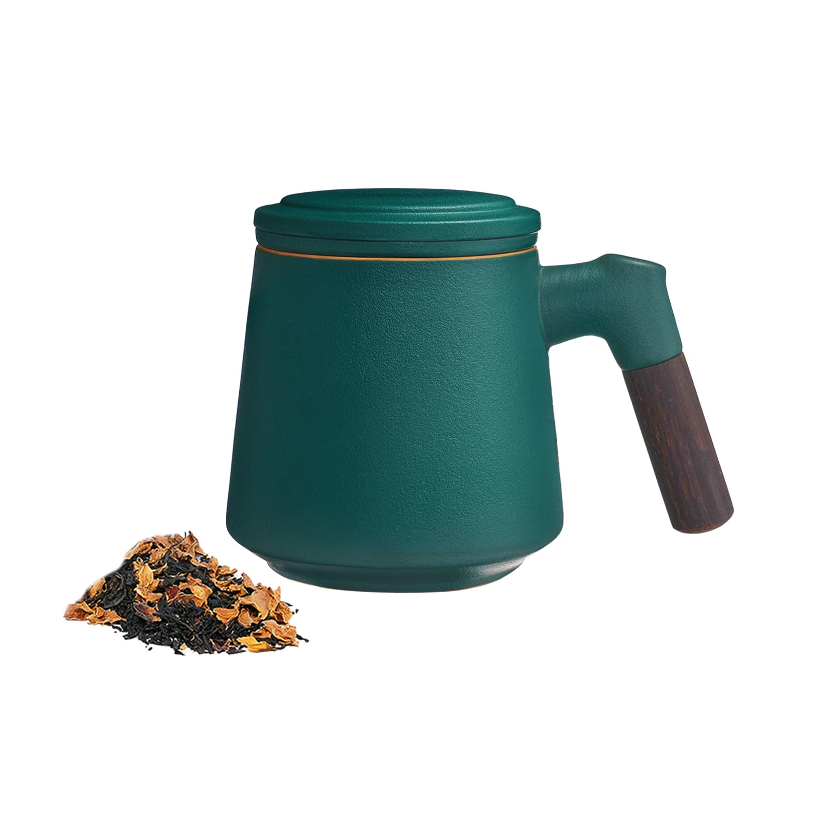 Amazon.com: ZENS Tea Cup with Infuser and Lid, Wood Handle Loose Tea ...
