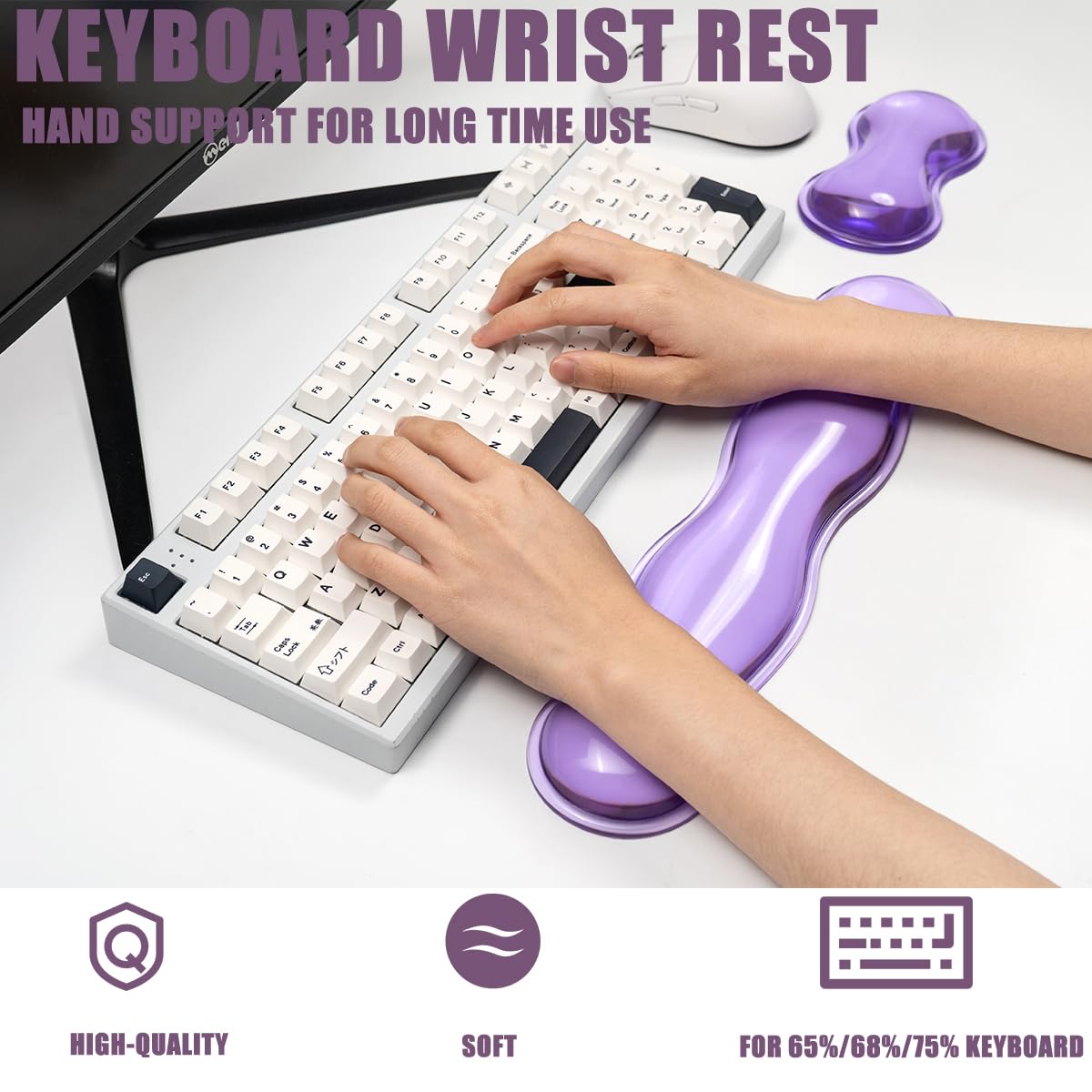 Snapklik.com : Clear Gel Keyboard Wrist Rest, Purple Silicone Wrist ...