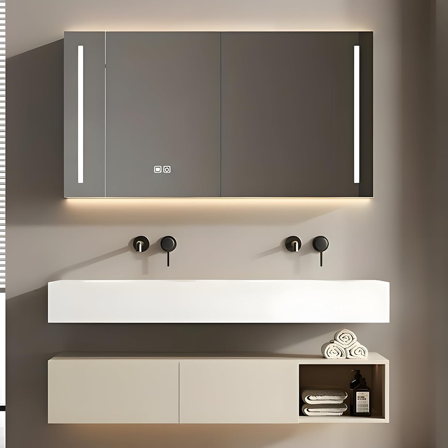 Amazon.com: LUTHXAY 96" Modern Bathroom Vanities Set, Floating Bath ...