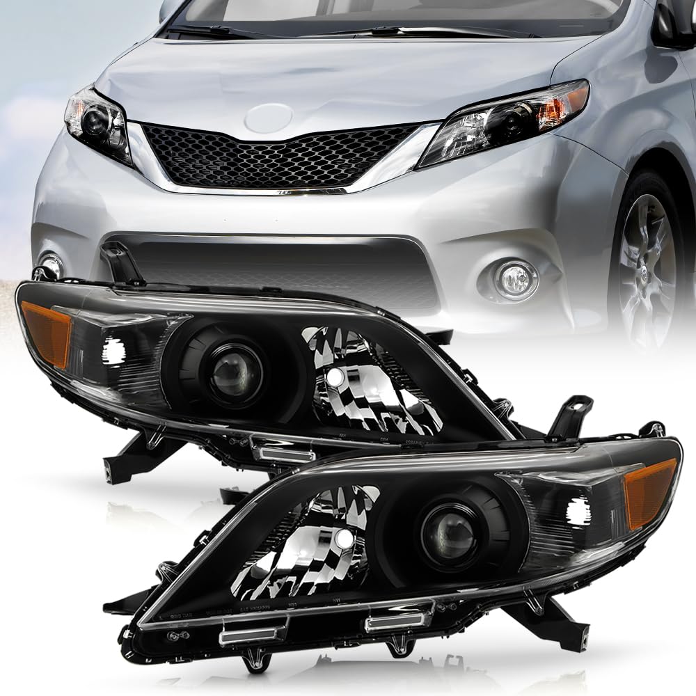 Snapklik.com : For 2011-2020 Toyota Sienna Halogen W/o LED DRL Black ...