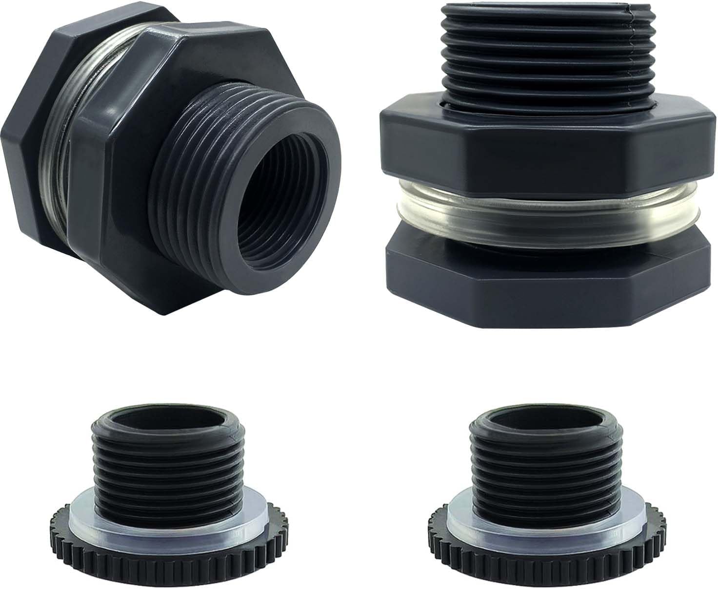 Amazon.com : YSIL NPT1-1/2 PVC Bulkhead Fitting 2Pcs,Water Tank ...