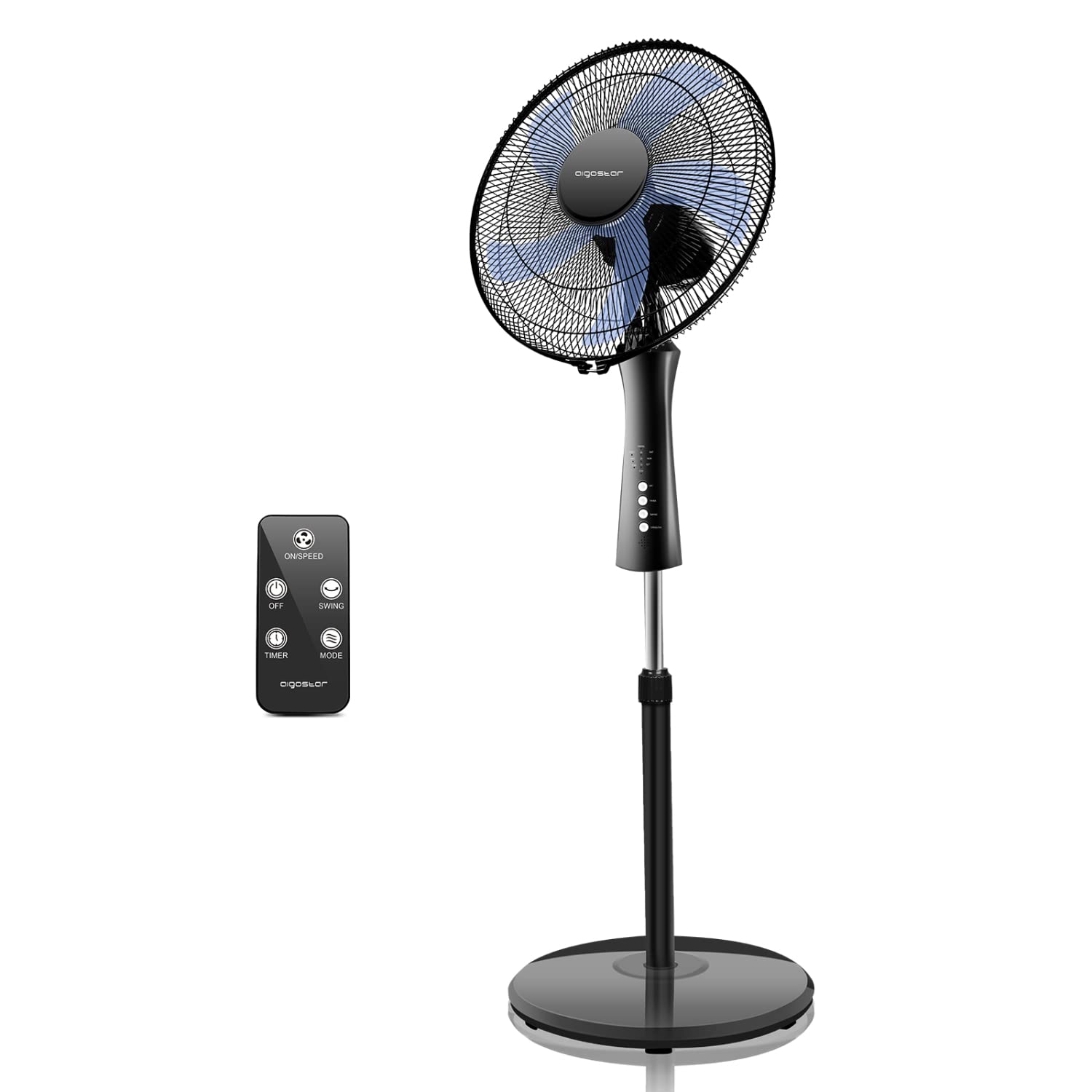 Buy Aigostar 16" Pedestal Stand Fan with Remote, 60W Electric ...